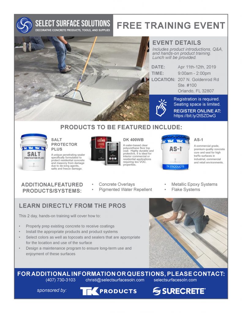 Orlando, Fl - SureCrete - TK Products Training Class - TK Products